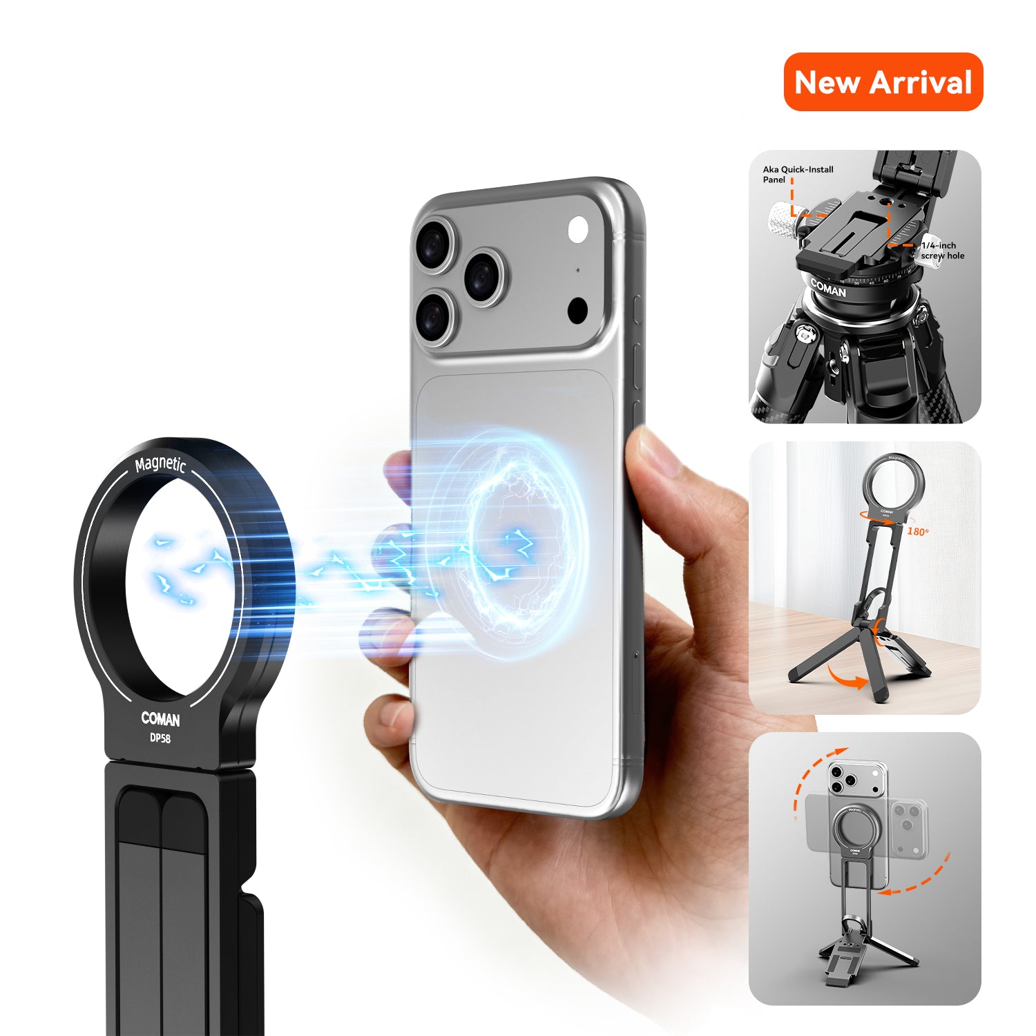 COMAN DP58 Magnetic Phone Tripod Multi Angle Arca Swiss Quick Install