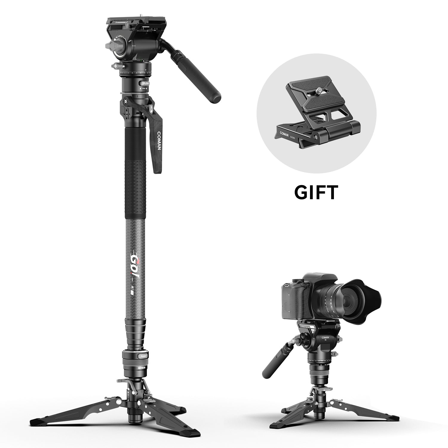 COMAN M1 Pro V5 Monopod, Quick Release Snap-Open Monopod