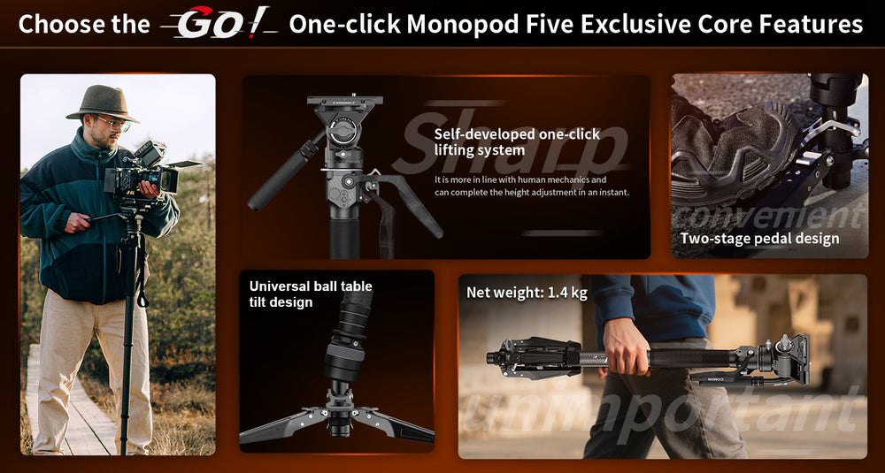 COMAN M1 Monopod - Compact, Portable, and Lightweight